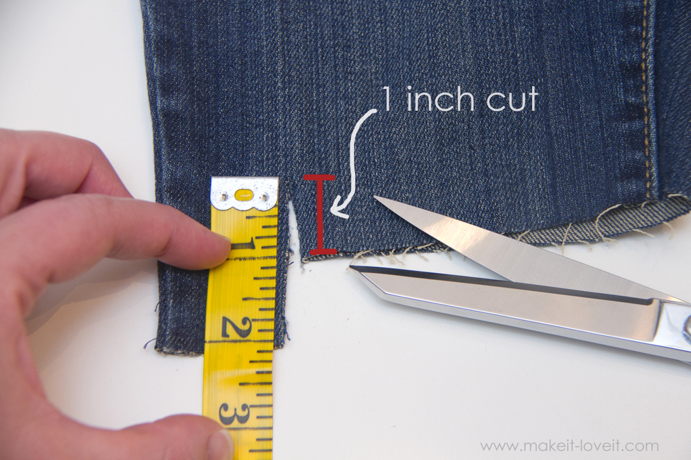Cut-Off Jeans…with Fabric Hem and Side Knot | Make It and Love It ...